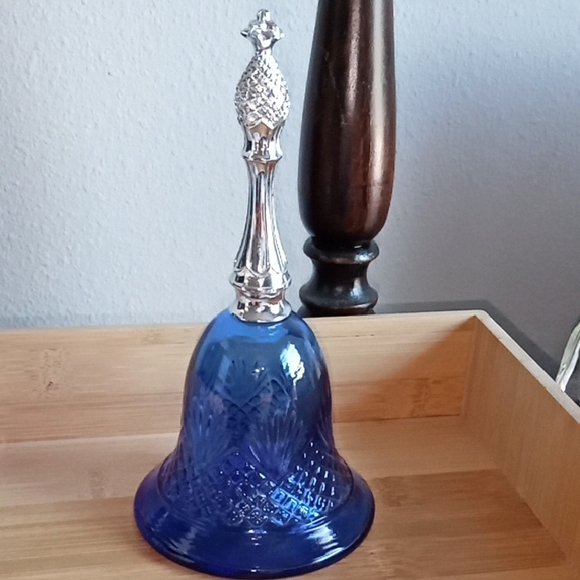 Art | Elegant Blue Glass Bell With Silver Handle | Poshmark